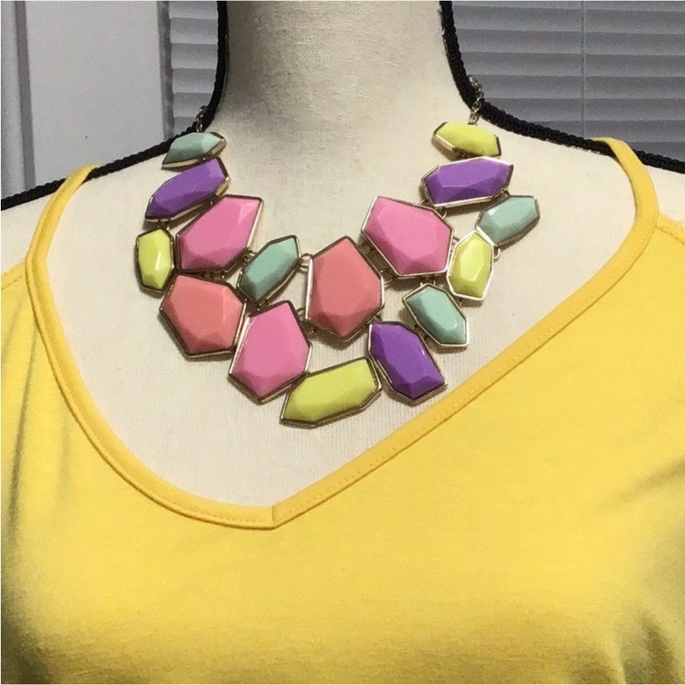 Mark Colorful Geometric Modern Statement Necklace - Gem